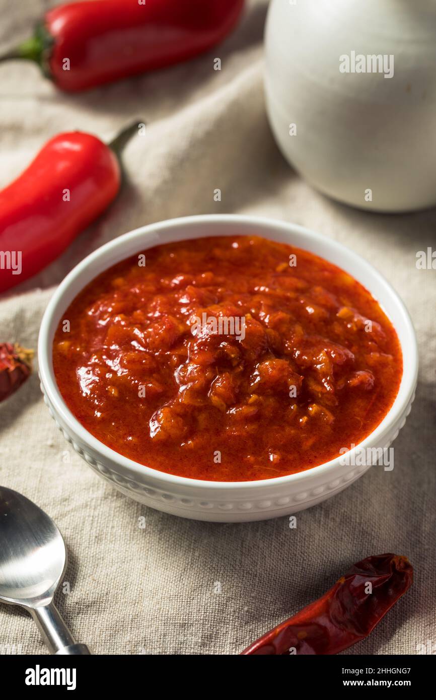 Homemade Organic Red Harissa Paste in a Bowl Stock Photo - Alamy
