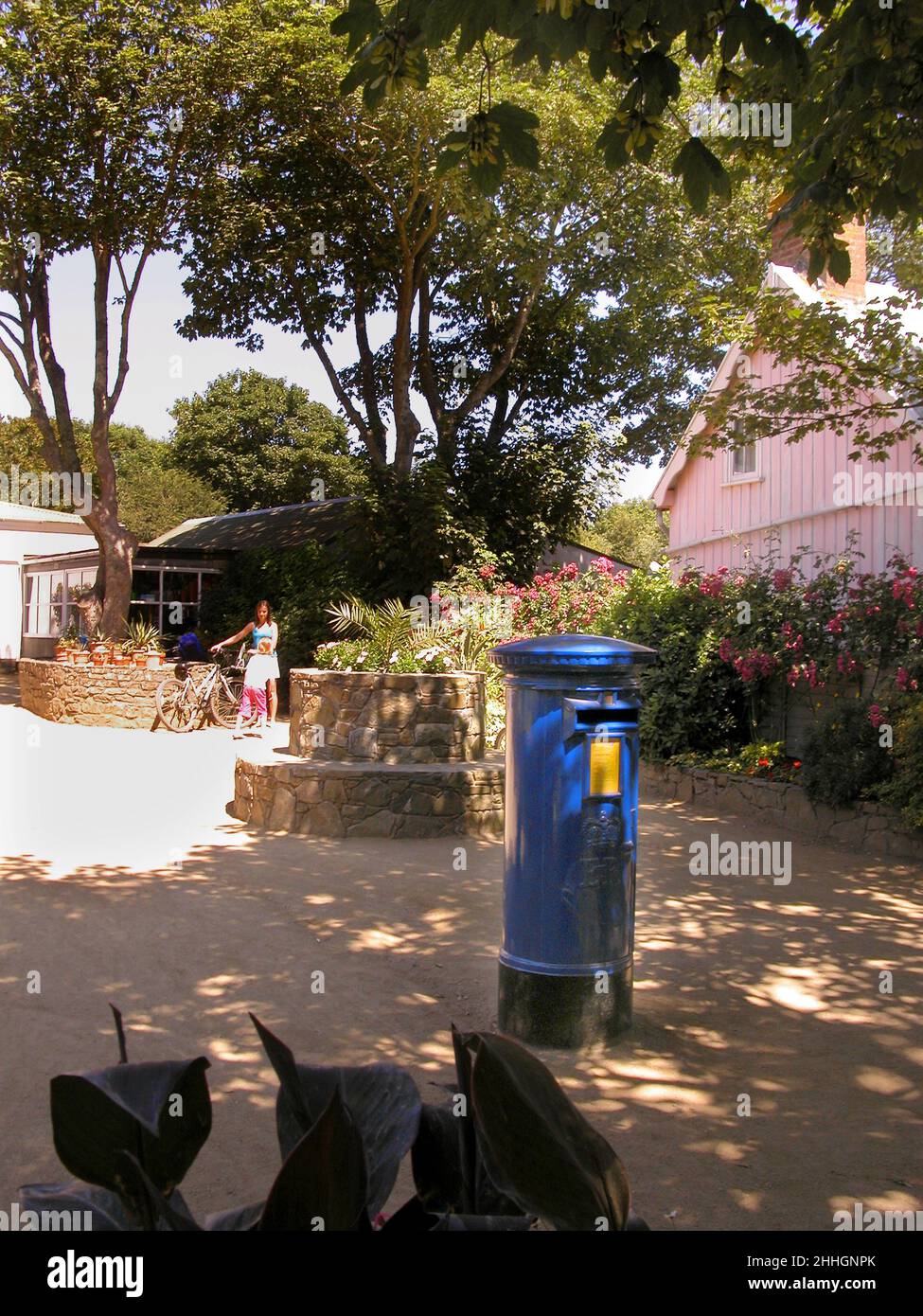 Blue pillar-box, The Avenue, Sark, Bailiwick of Guernsey, Channel ...
