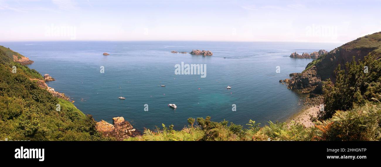 Boats anchored on a calm Summer's day in La Grêve de la Ville (the Town ...
