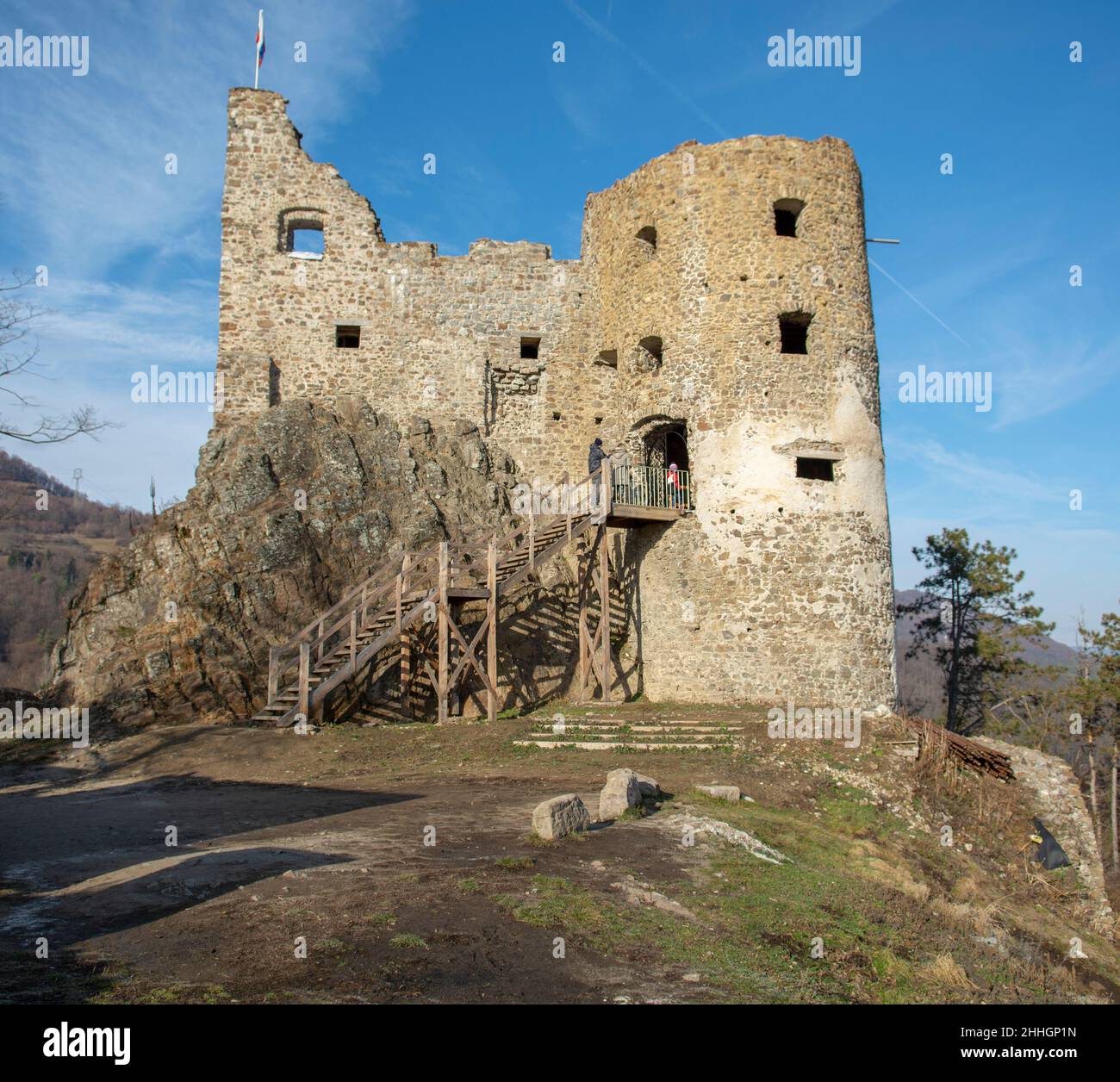 Ruins of medieval gothic castle Reviste. Revistske Podzamcie castle. Slovakia Stock Photo - Alamy