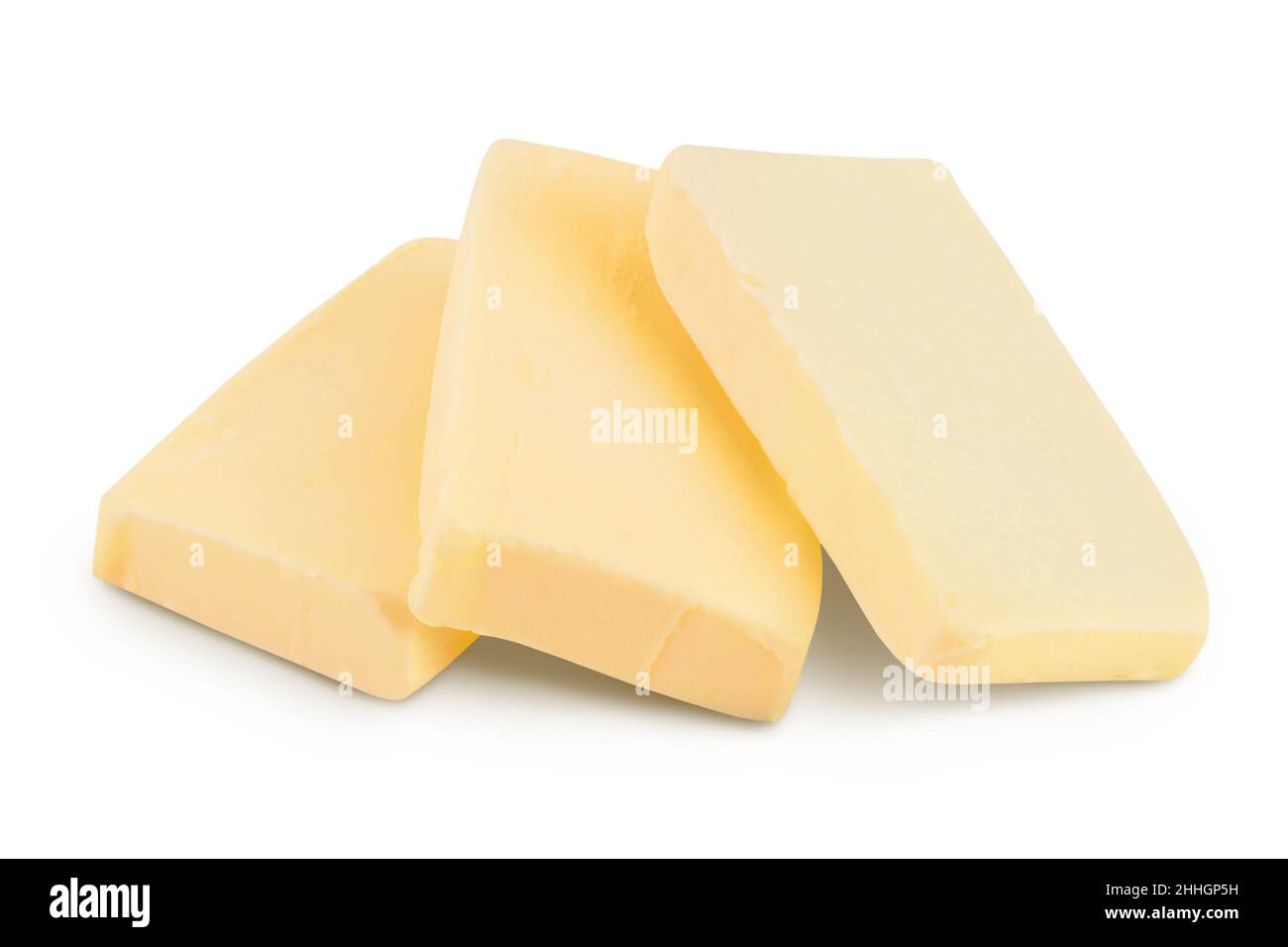 butter slices isolated on white background with clipping path and full ...