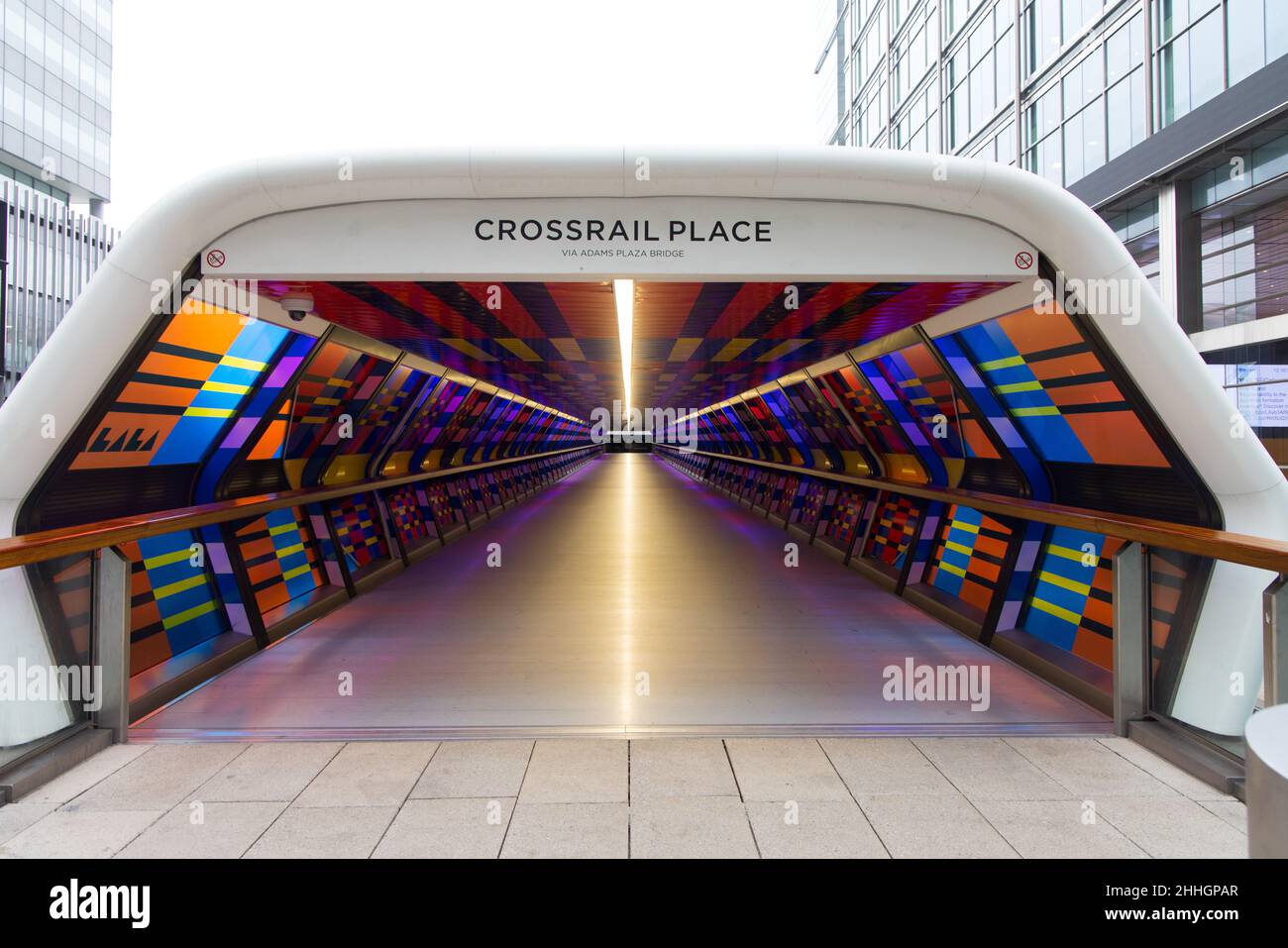 Colourful Bridge at Crossrail Place via Adams Plaza Stock Photo - Alamy
