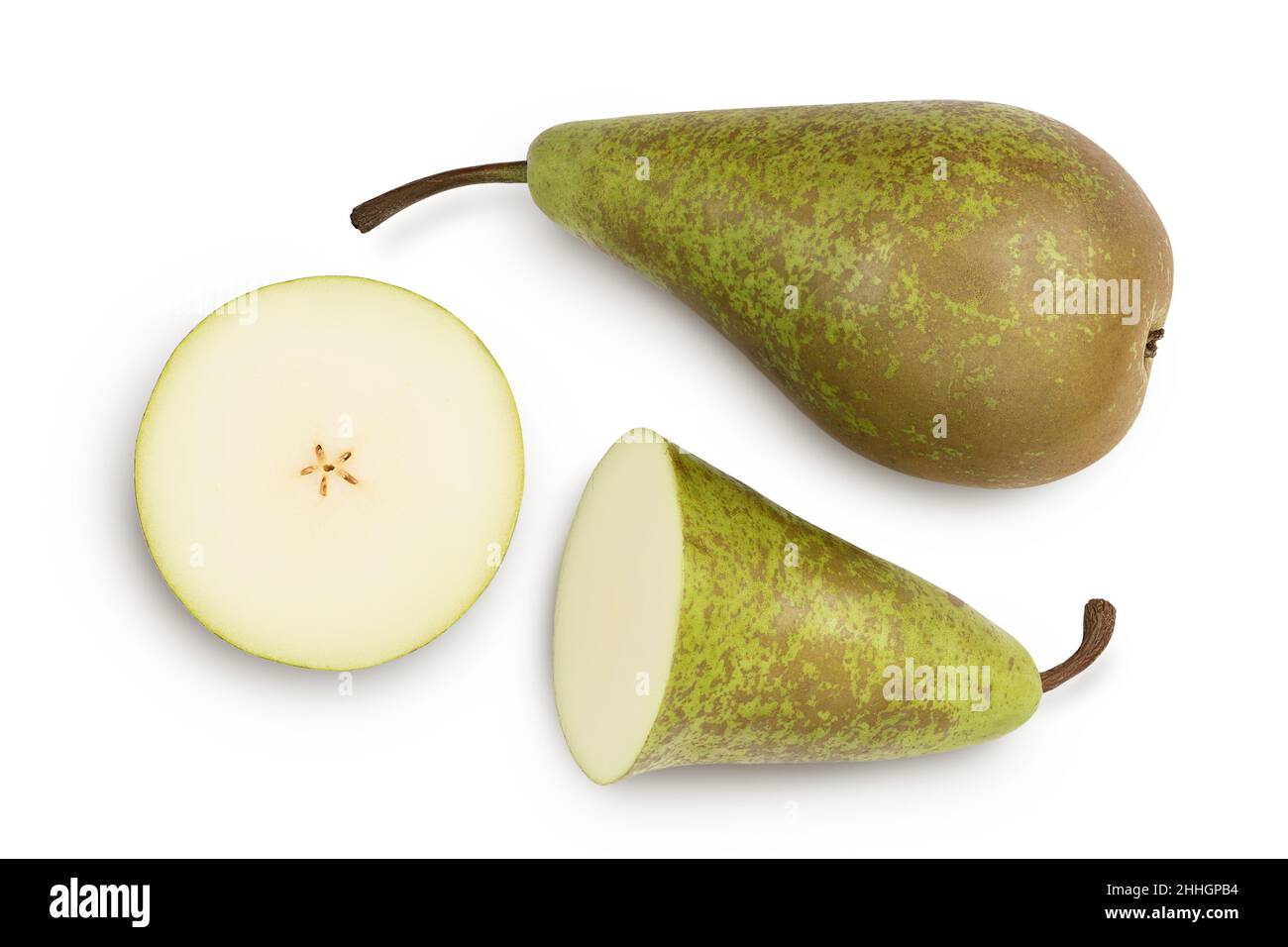 Green conference pear isolated on white background with clipping path ...