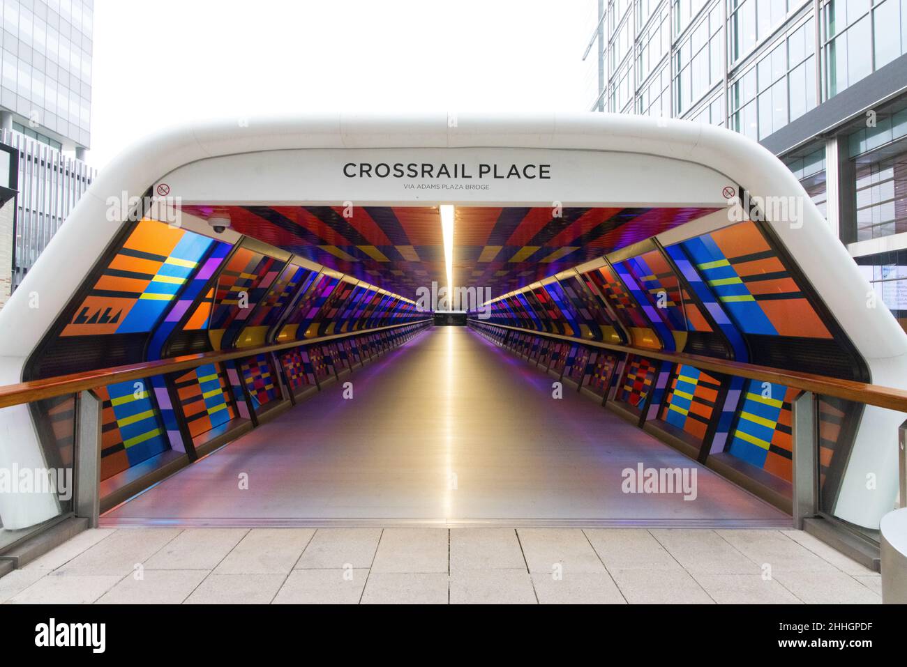 Colourful Bridge at Crossrail Place via Adams Plaza Stock Photo - Alamy
