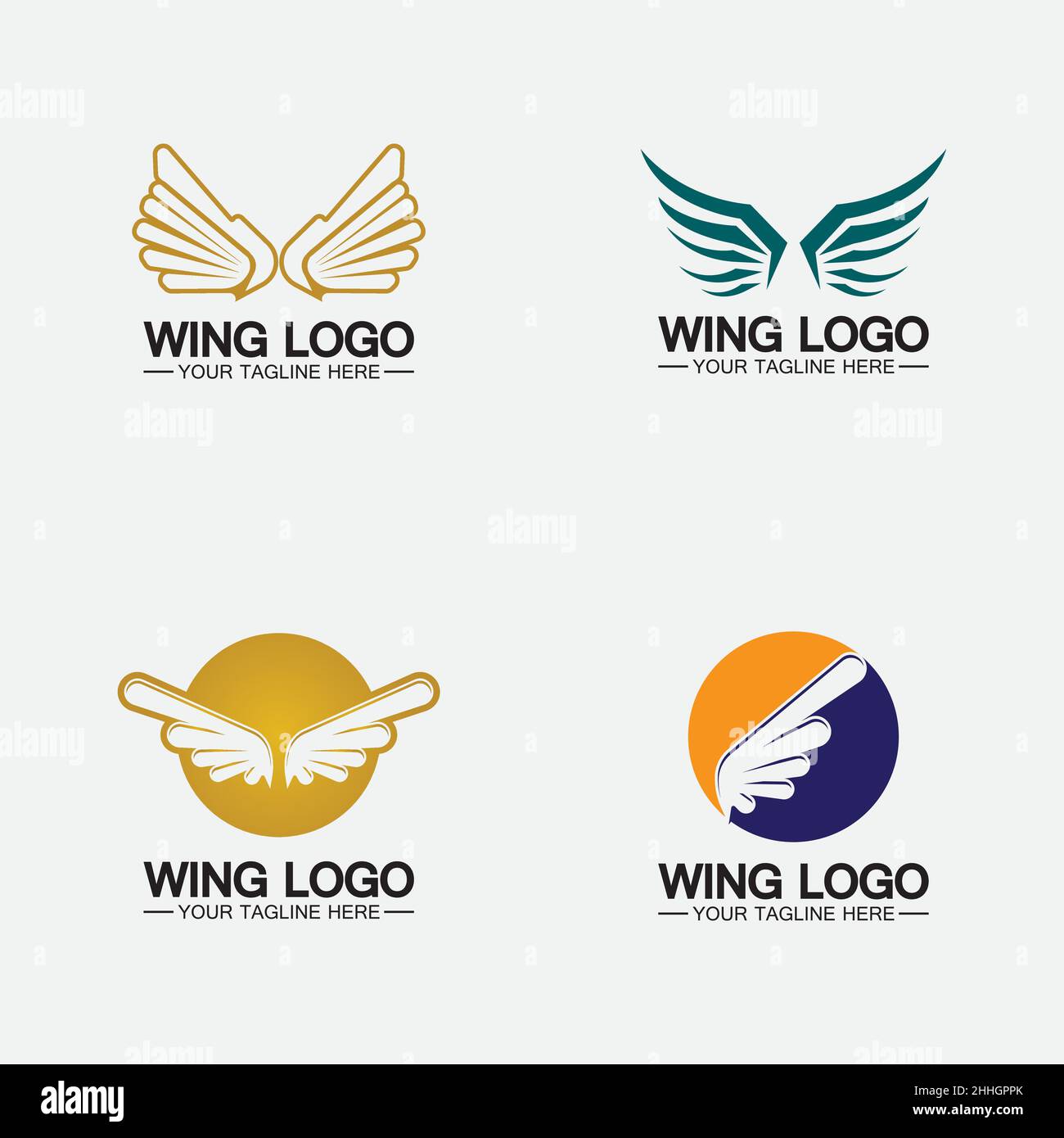 Set Wings logo vector icon symbol illustration design template Stock ...