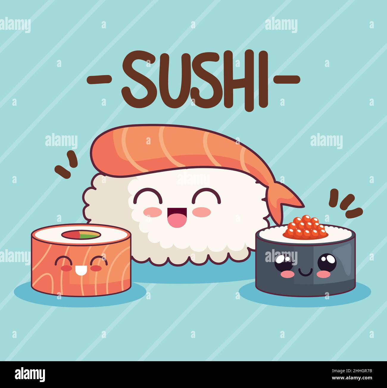 sushi kawaii three characters Stock Vector Image & Art - Alamy
