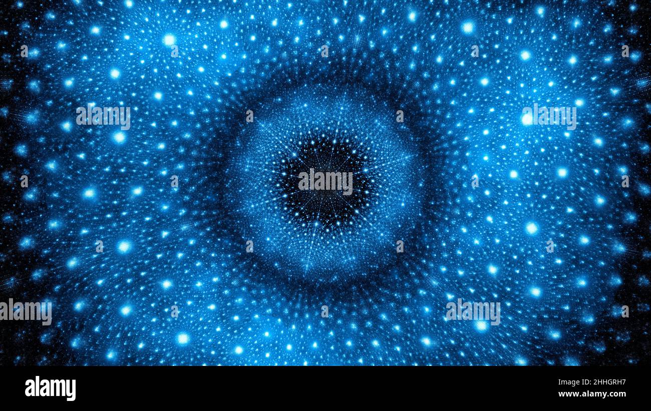 Blue glowing quantum grativy in space, computer generadted abstract ...