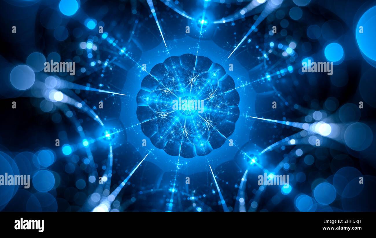 Blue glowing quantum gravity in space, surrender, computer generated abstract background, 3D ...