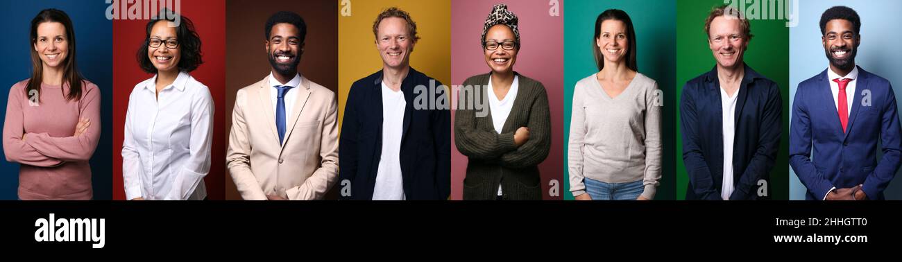 Group of people in a collage Stock Photo - Alamy