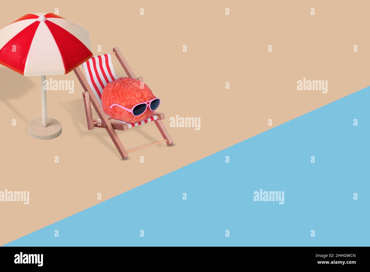 Creative funny composition made of human brain with sunglasses ...