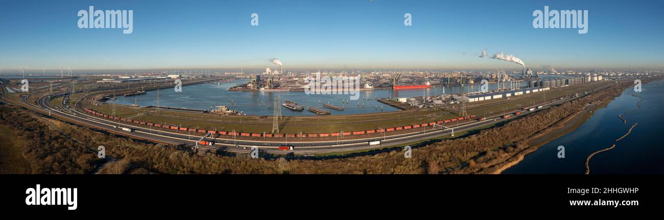 Rotterdam port panorama drone hi-res stock photography and images - Alamy