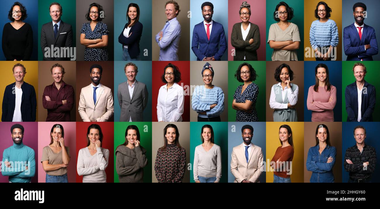 Group of people in a collage Stock Photo - Alamy