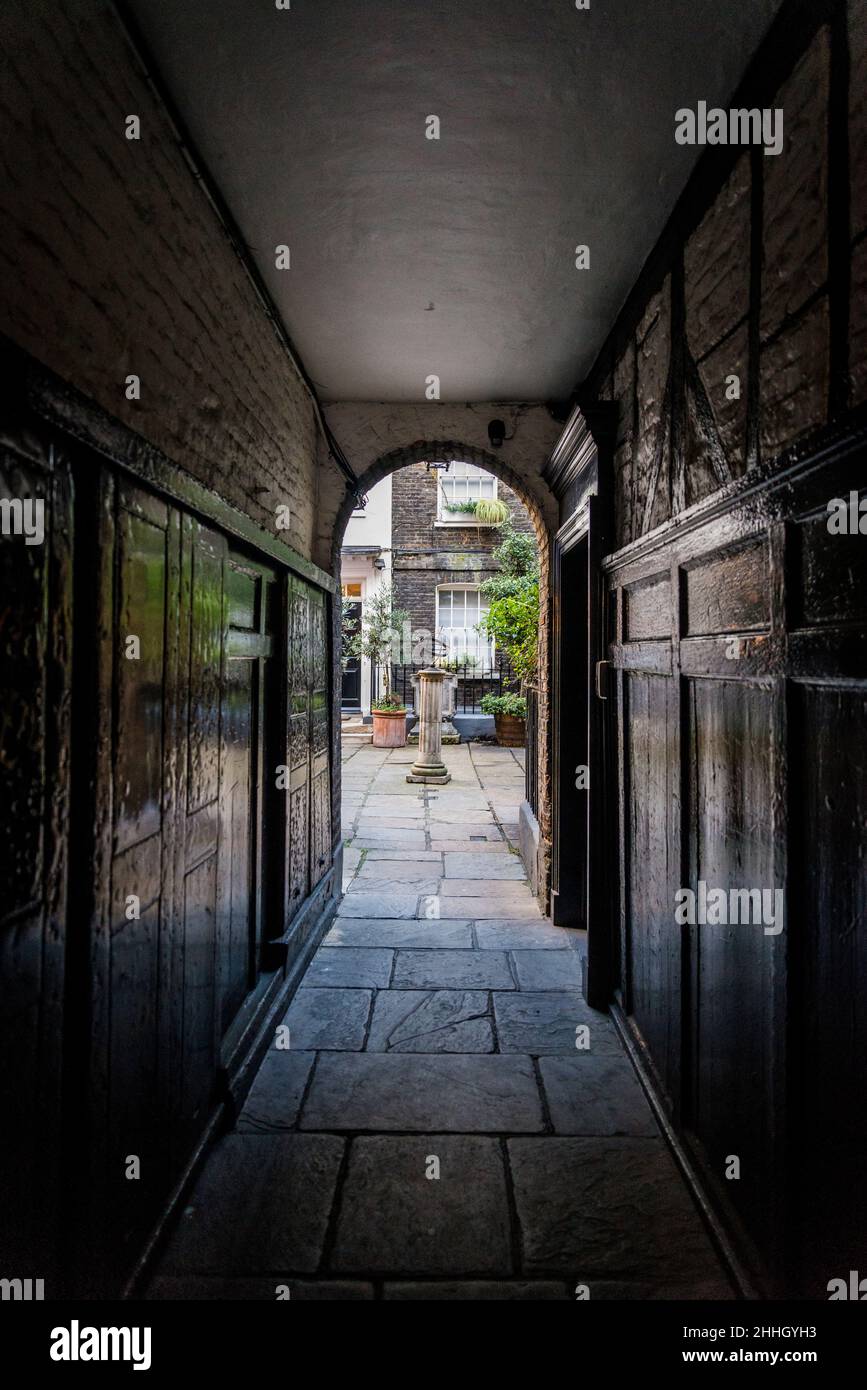 Narrow passageway leading to Pickering Square, the smallest London ...