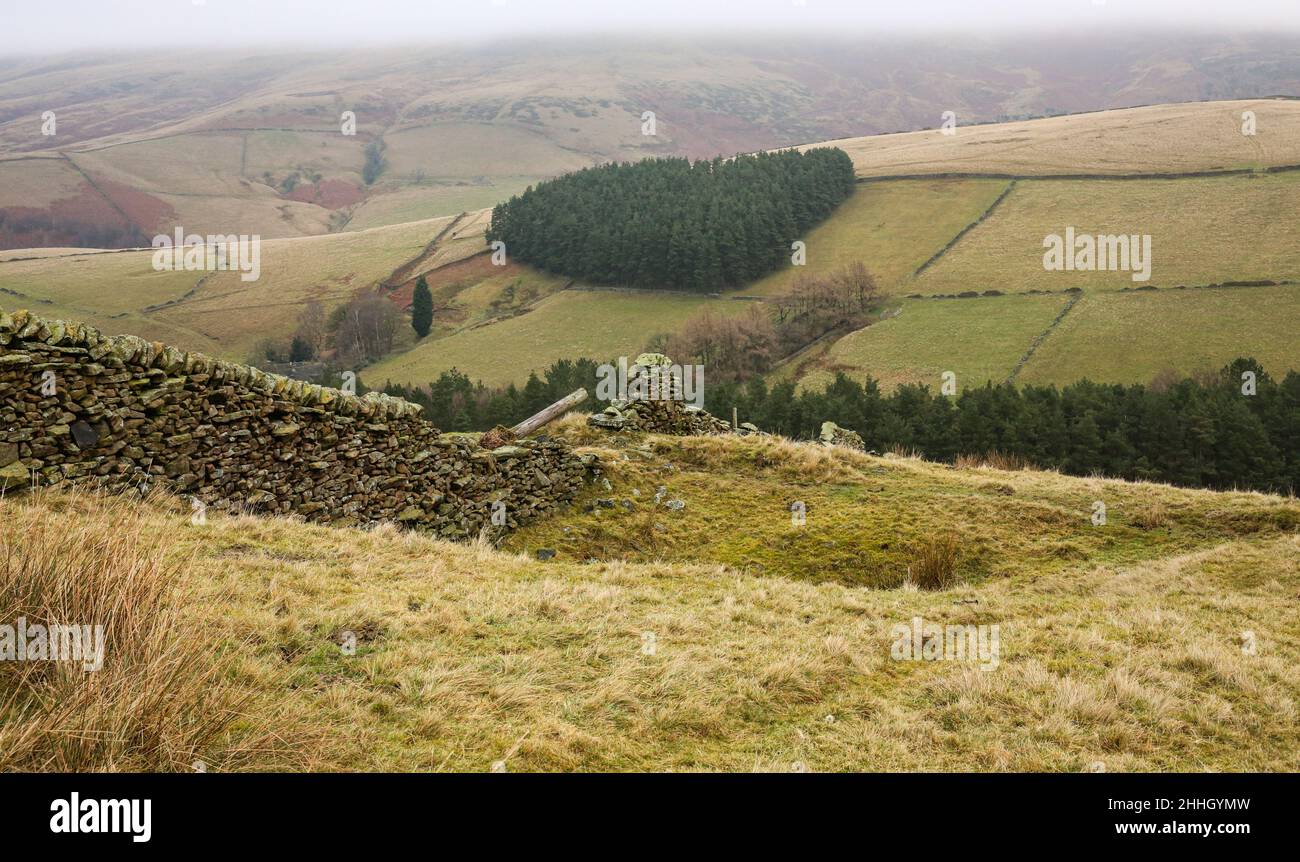 A Descending walking path through the Peak District Stock Photo - Alamy