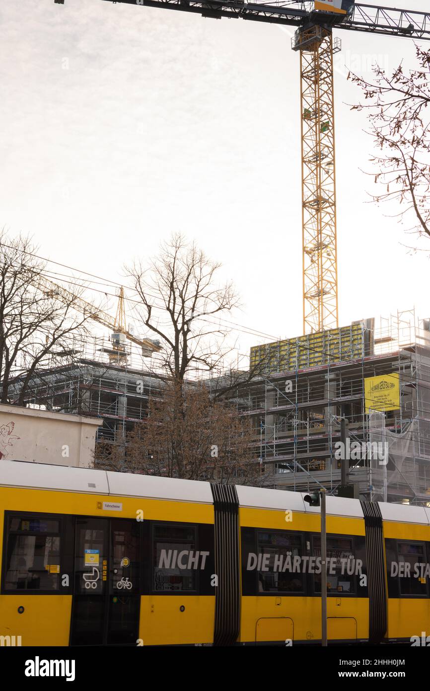 Berlin, Germany - December 22, 2021: Walking through the street ...