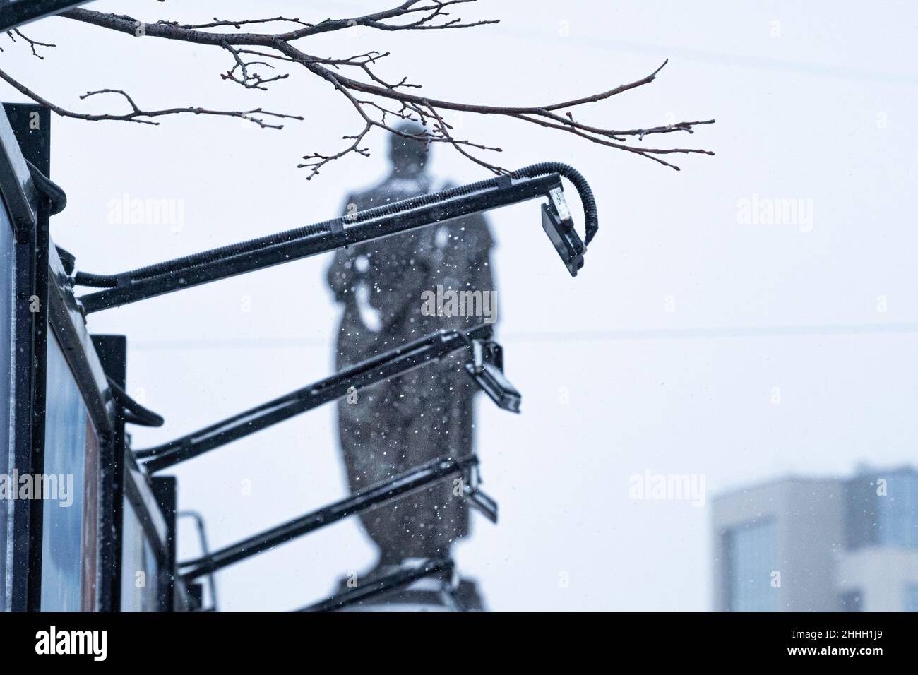 Russia, Moscow. A statue of Russian playwright Alexander Griboyedov in ...