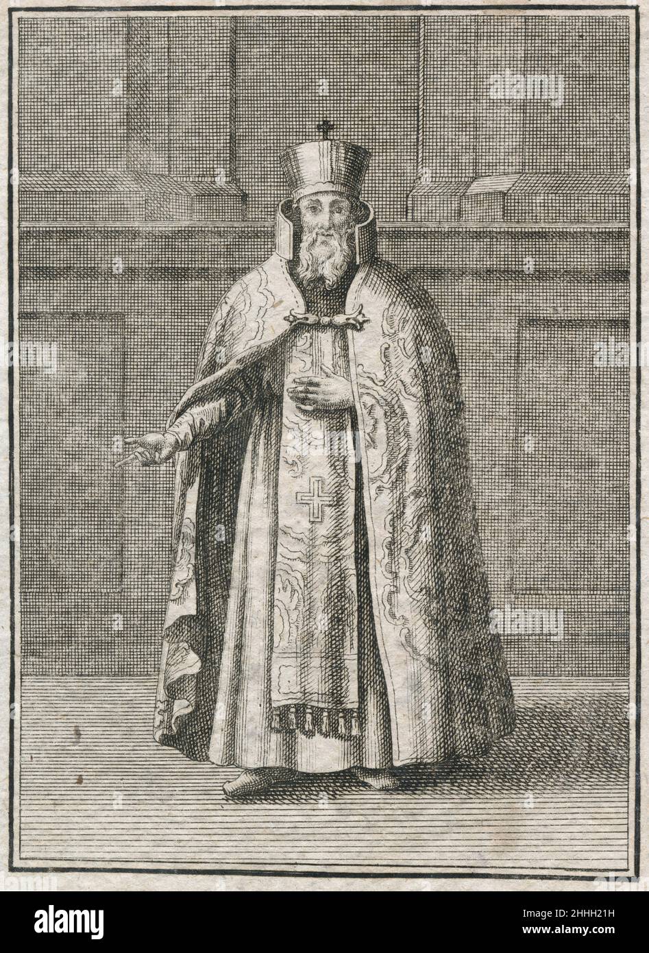 Antique 17th century engraving, "An Armenian priest in church habit ...