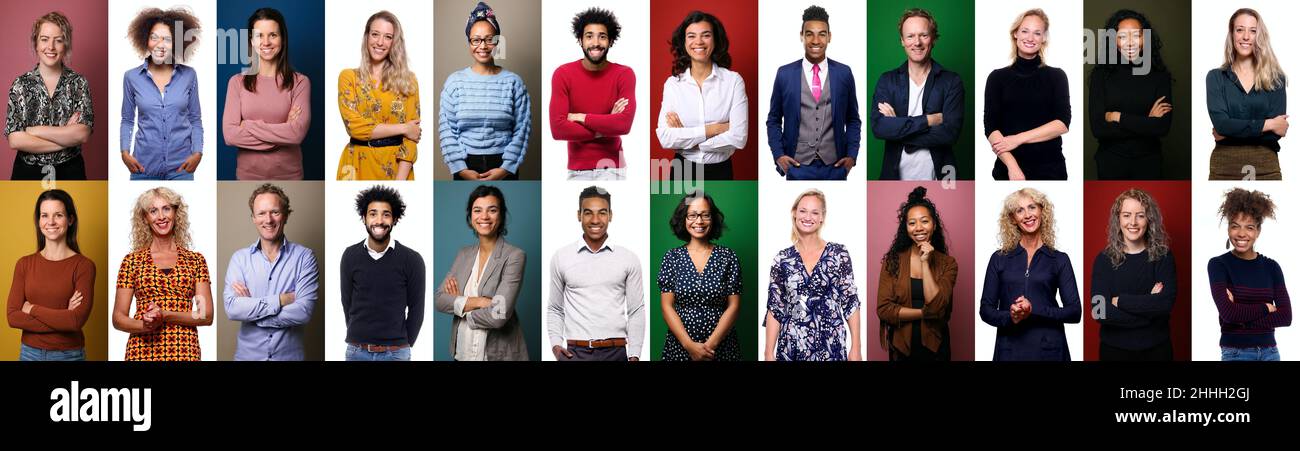 Group of beautiful people in a collage Stock Photo - Alamy