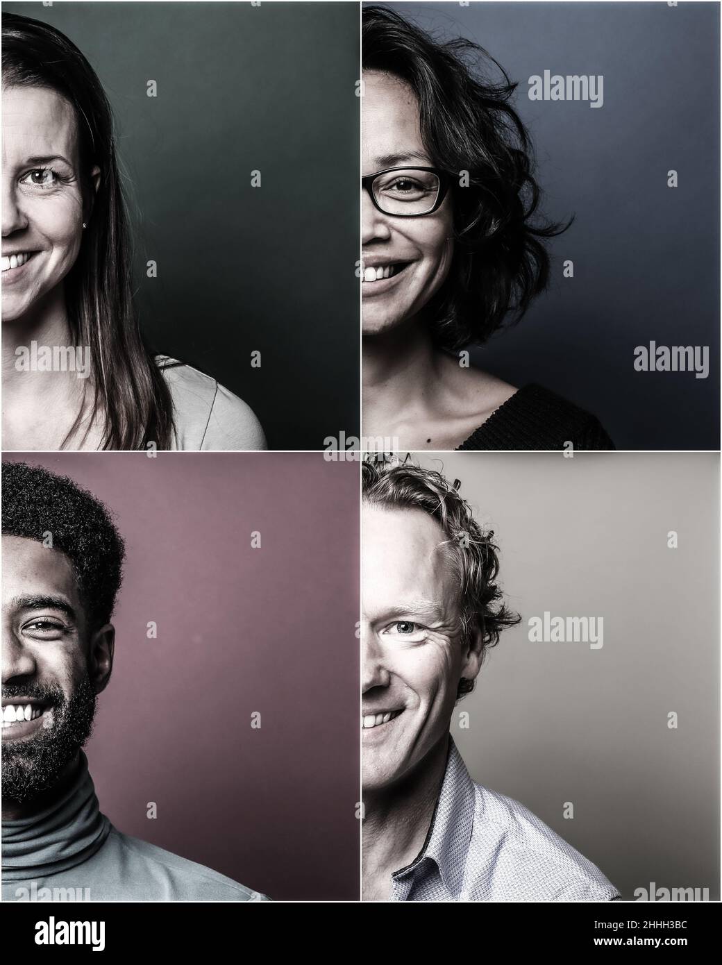 Group of people in a collage Stock Photo - Alamy