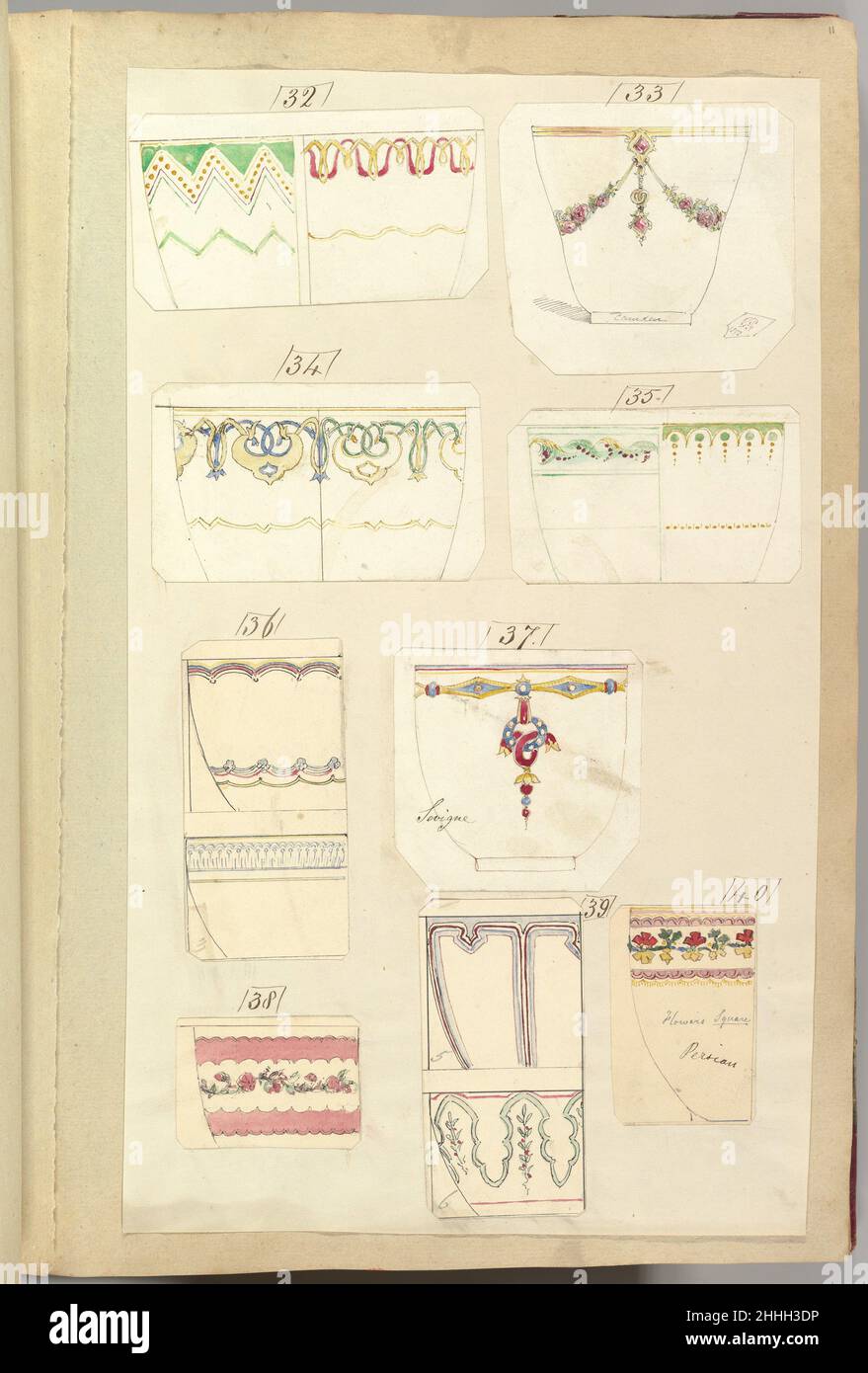 Fourteen Designs for Decorated Cups, including "Camden", Sevigne" and ...