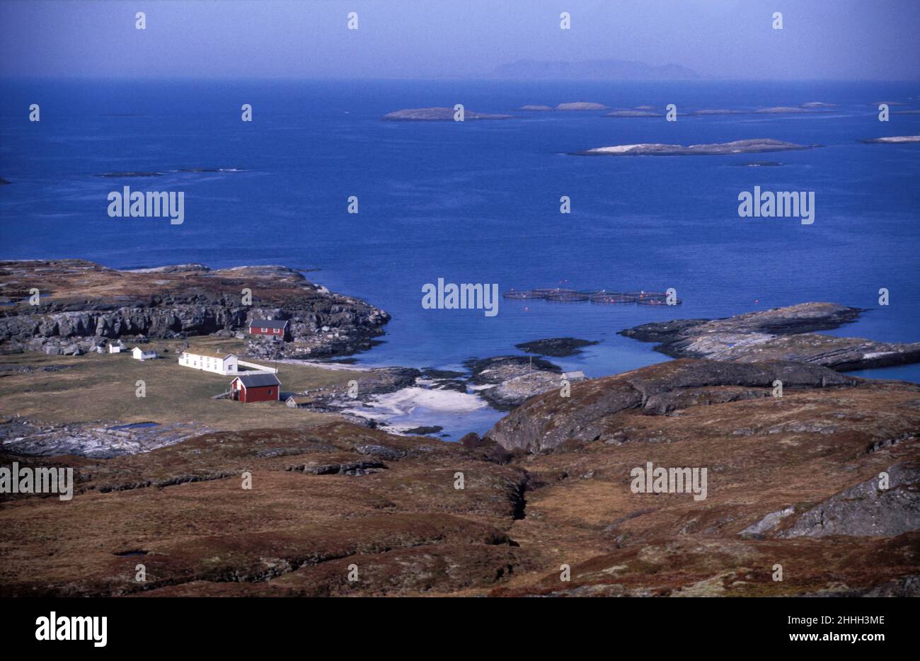 View of the surrounding archipelago and Lovund island in 1991, analog ...