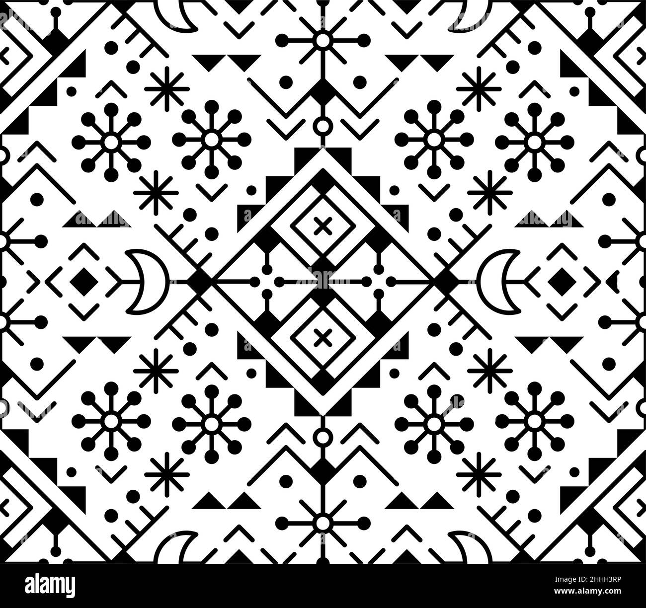 Nordic geometric tribal line art vector seamless pattern set ...