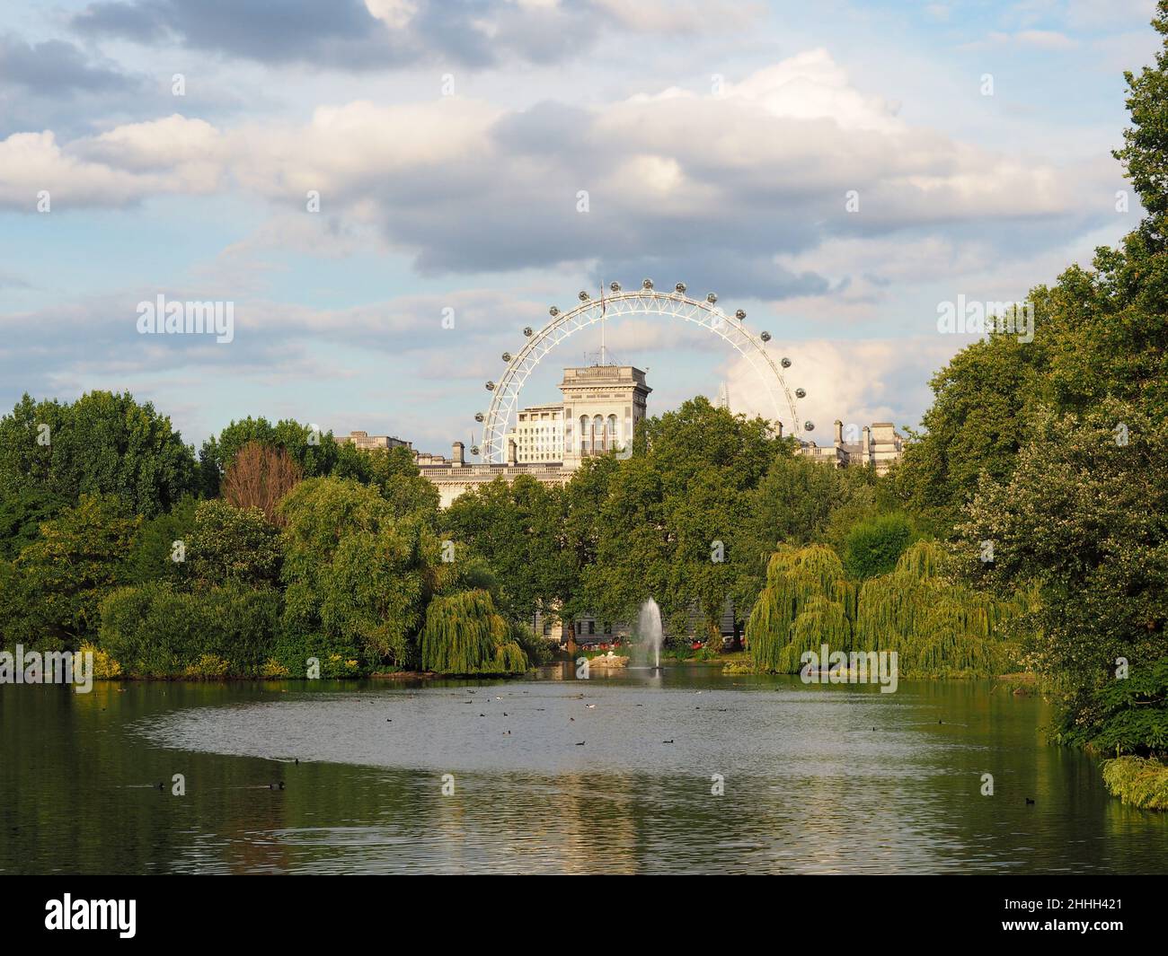 St James Park Lake and London Eye in the background, London, Great ...