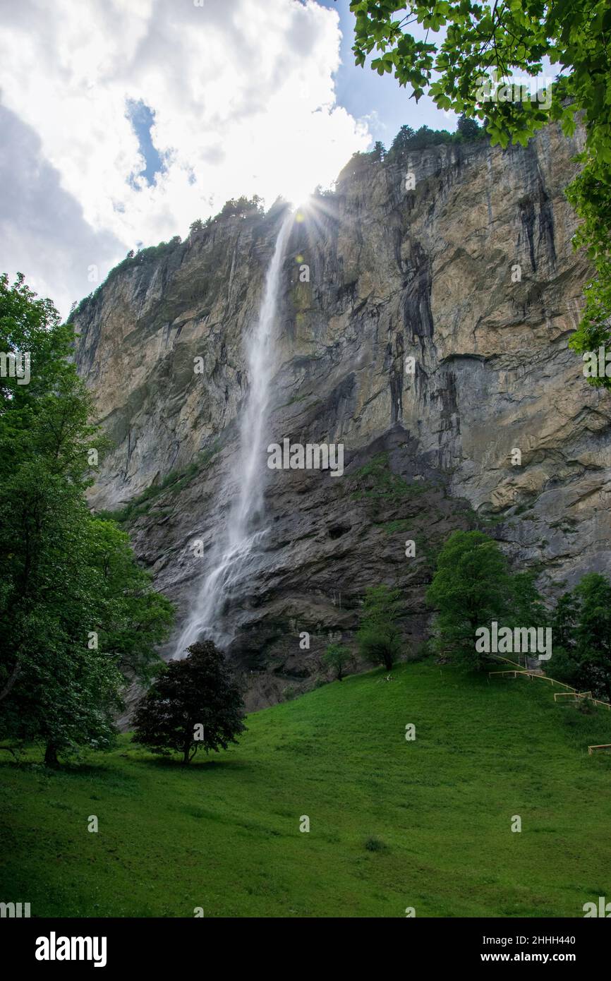 Swiss waterfall falling from mountain hi-res stock photography and ...