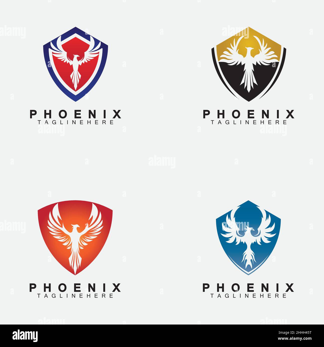 Set Phoenix logo Vector Illustration Design Template Stock Vector Image ...