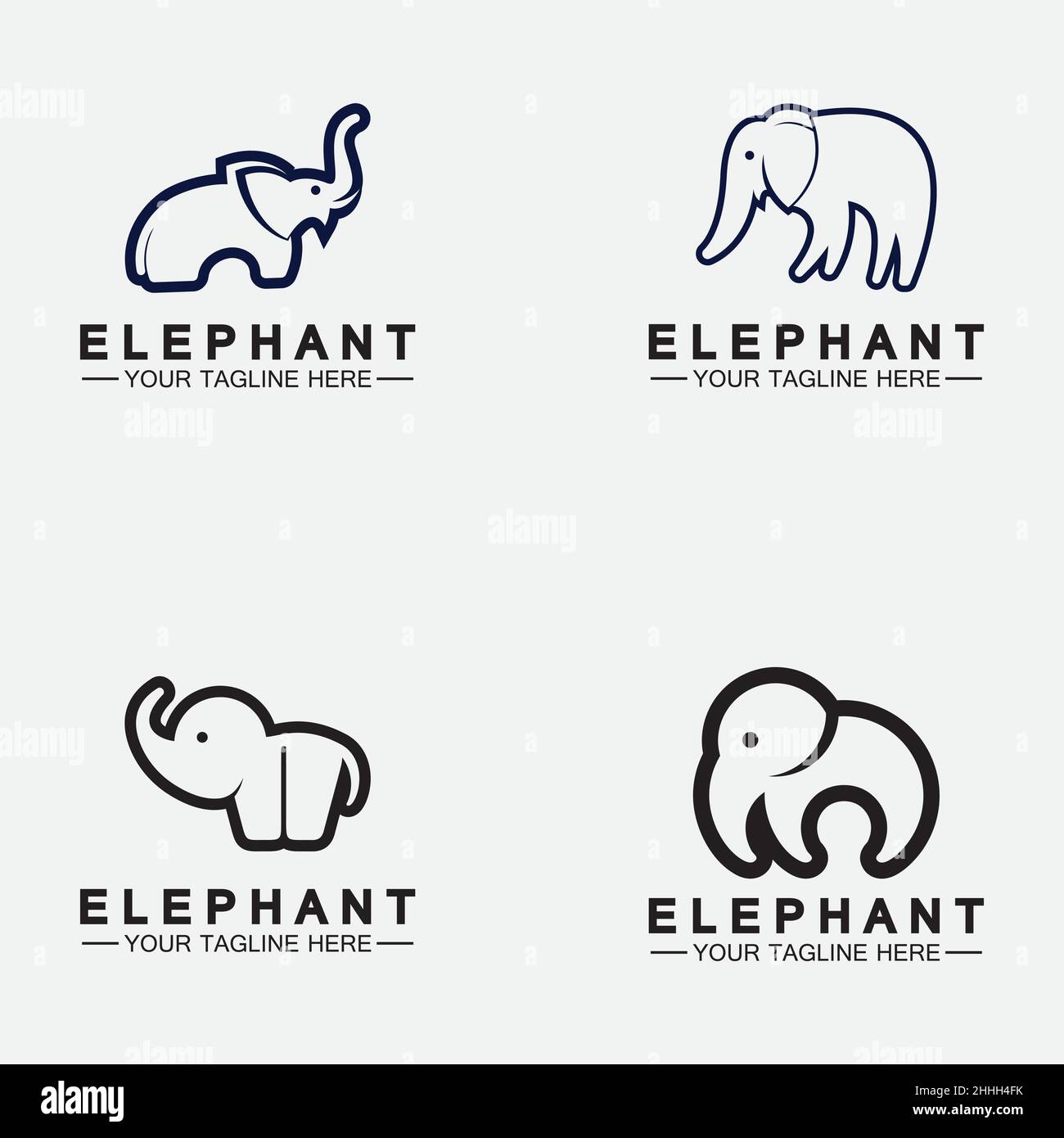 Set Elephant Logo Vector Illustrator Design Template Stock Vector Image ...