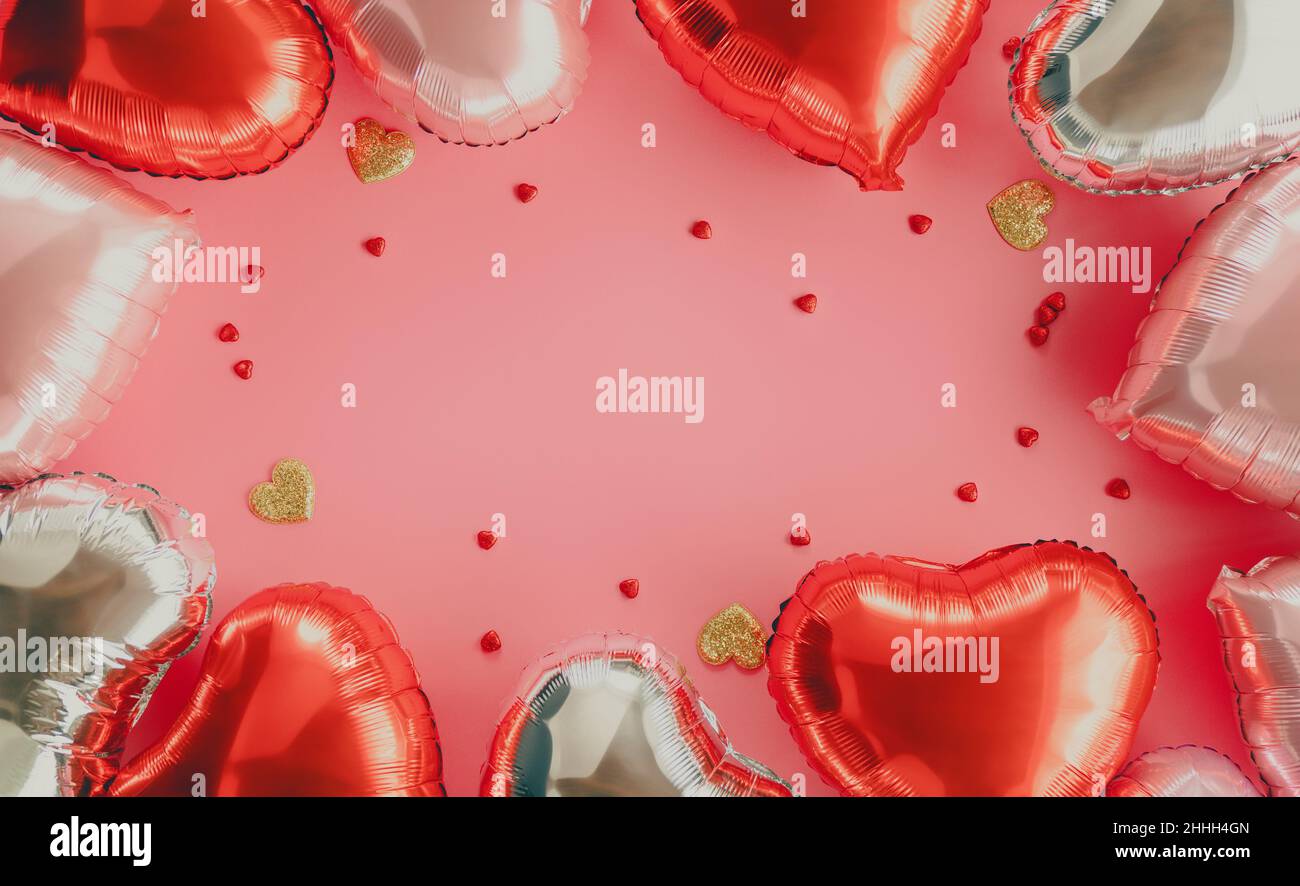 Happy Valentine's Day banner. Holiday background design with big heart ...