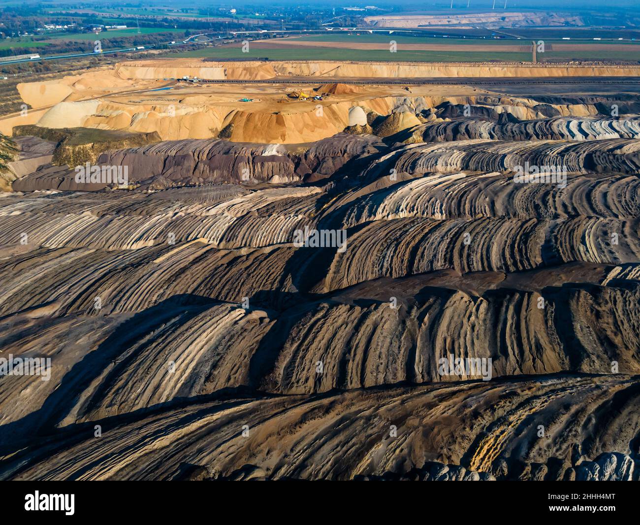 Mining equipment in a brown coal open pit mine near Garzweiler, Germany ...