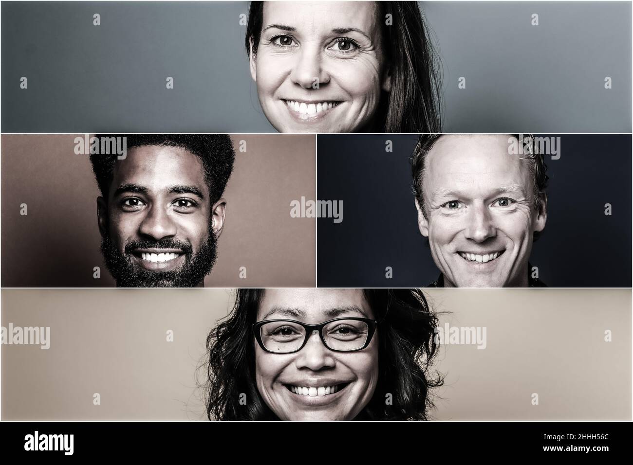 Group of people in a collage Stock Photo - Alamy