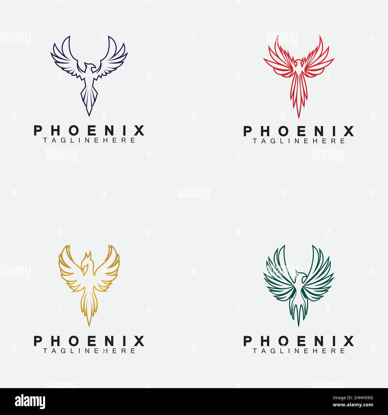 Set Phoenix logo Vector Illustration Design Template Stock Vector Image ...