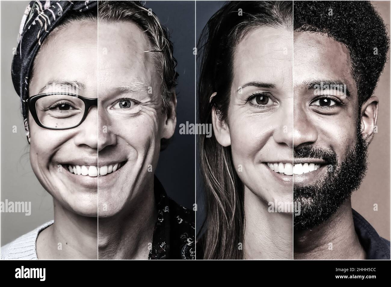 Group of people in a collage Stock Photo - Alamy