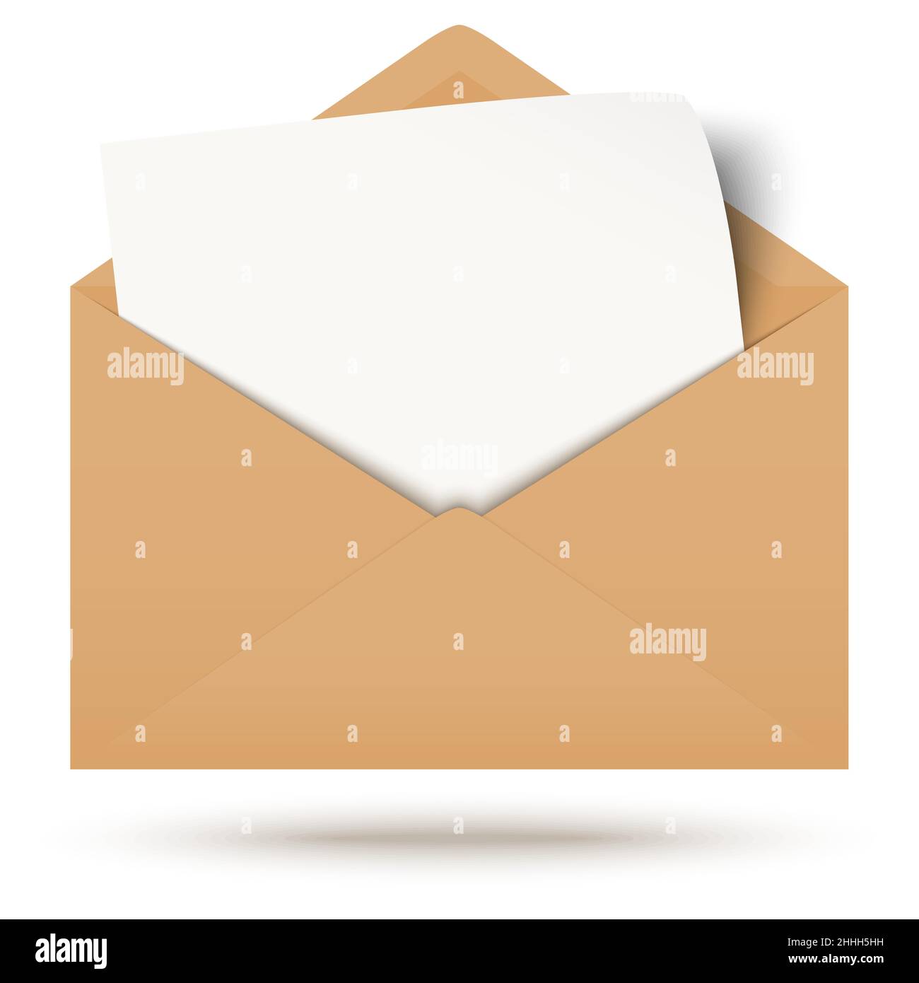 brown envelope opened with empty white paper and shadow Stock Vector ...