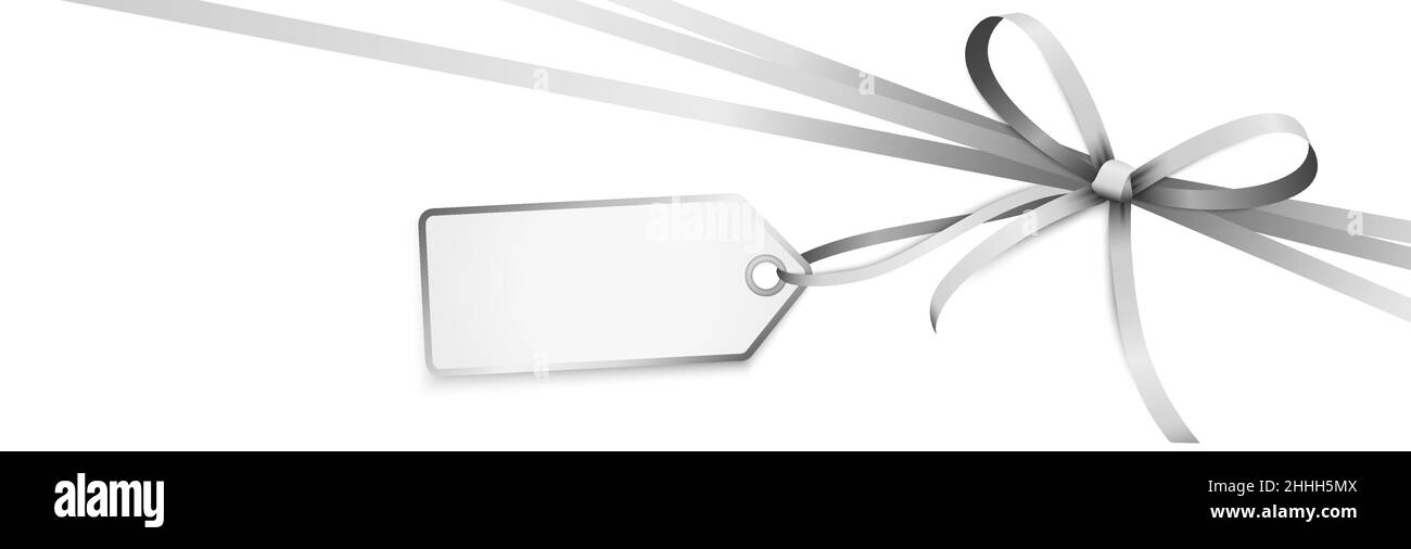 EPS 10 vector illustration of silver colored ribbon bow and gift band ...