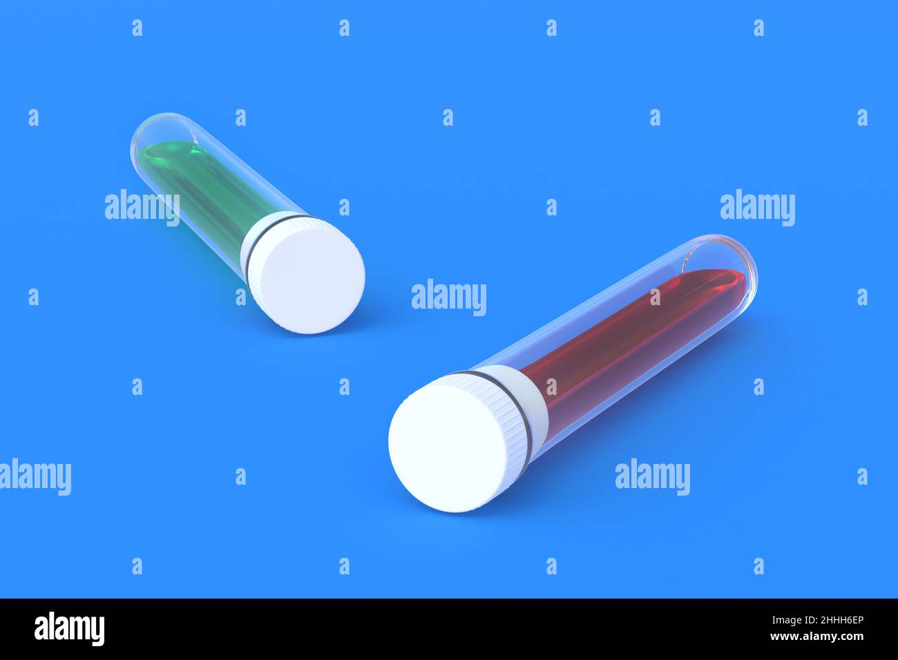 Test tubes with cap and liquid. Scientific experiments. Development of ...