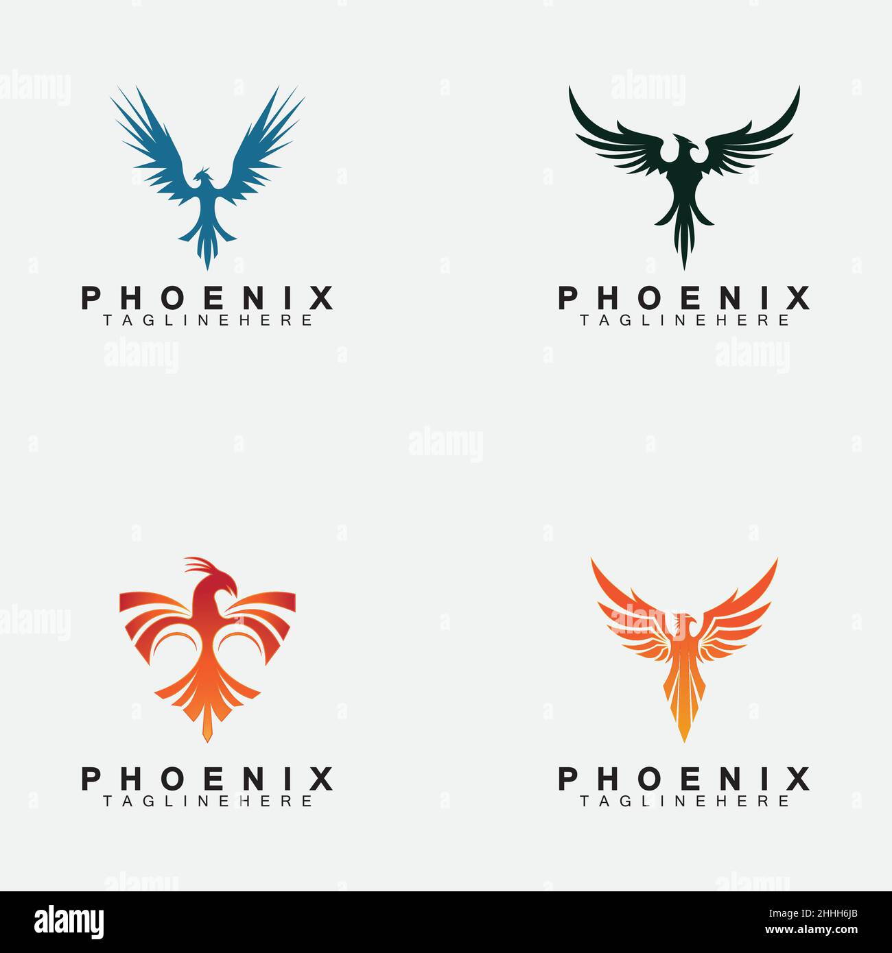 Set Phoenix logo Vector Illustration Design Template Stock Vector Image ...