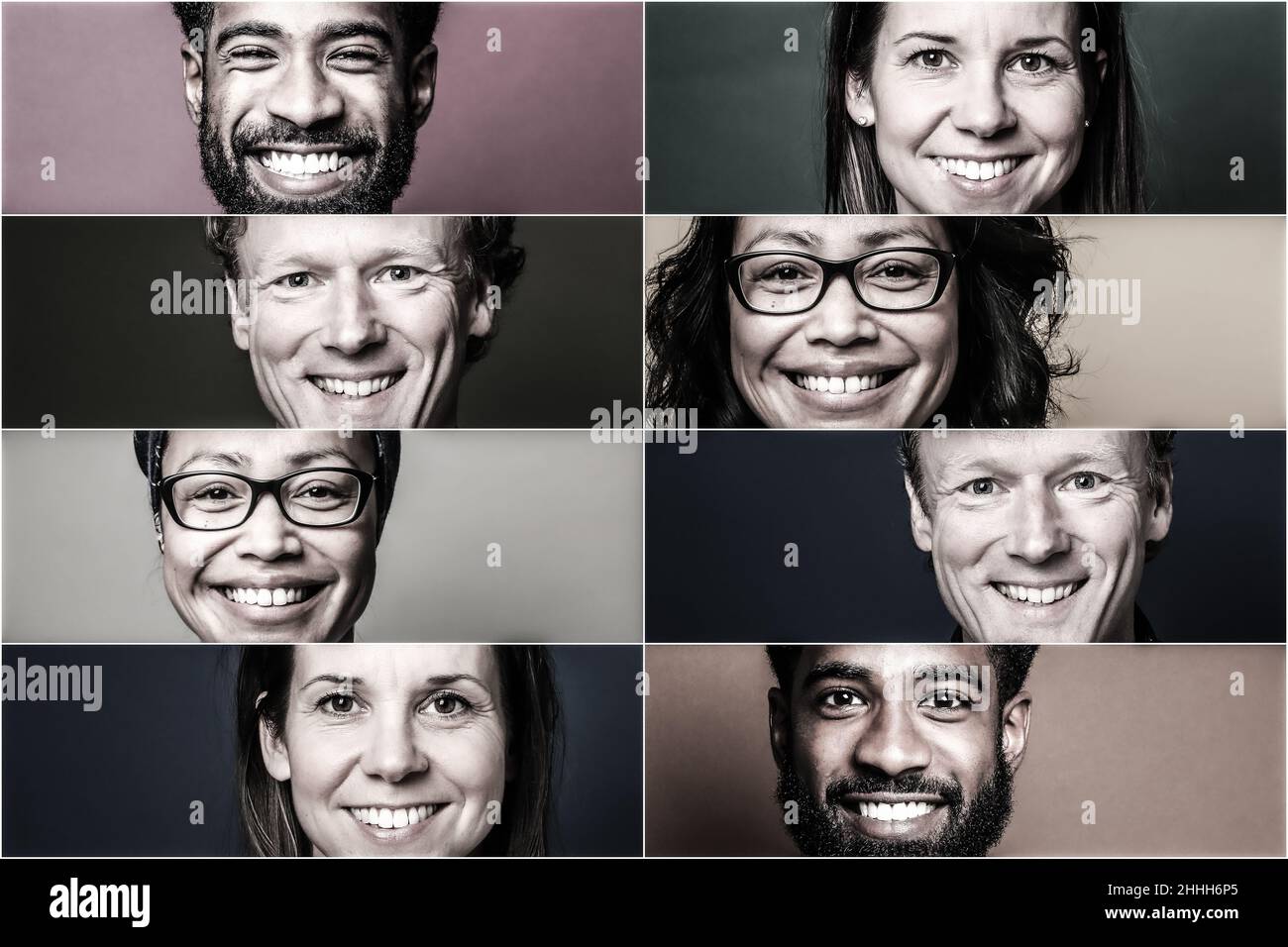 Group of people in a collage Stock Photo - Alamy
