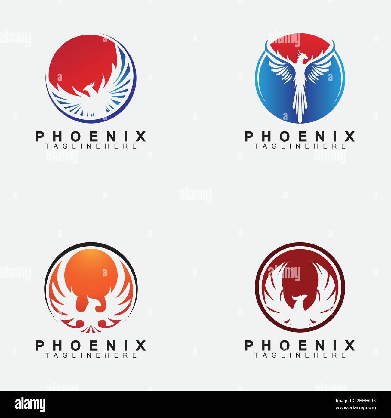 Set Phoenix logo Vector Illustration Design Template Stock Vector Image ...