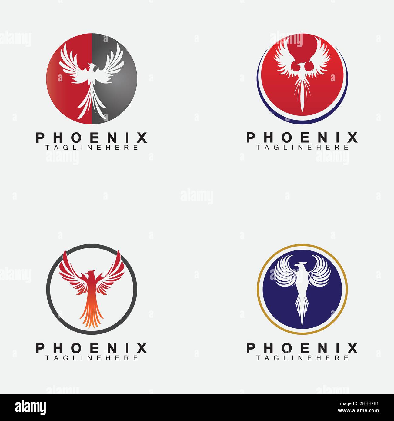 Set Phoenix logo Vector Illustration Design Template Stock Vector Image ...