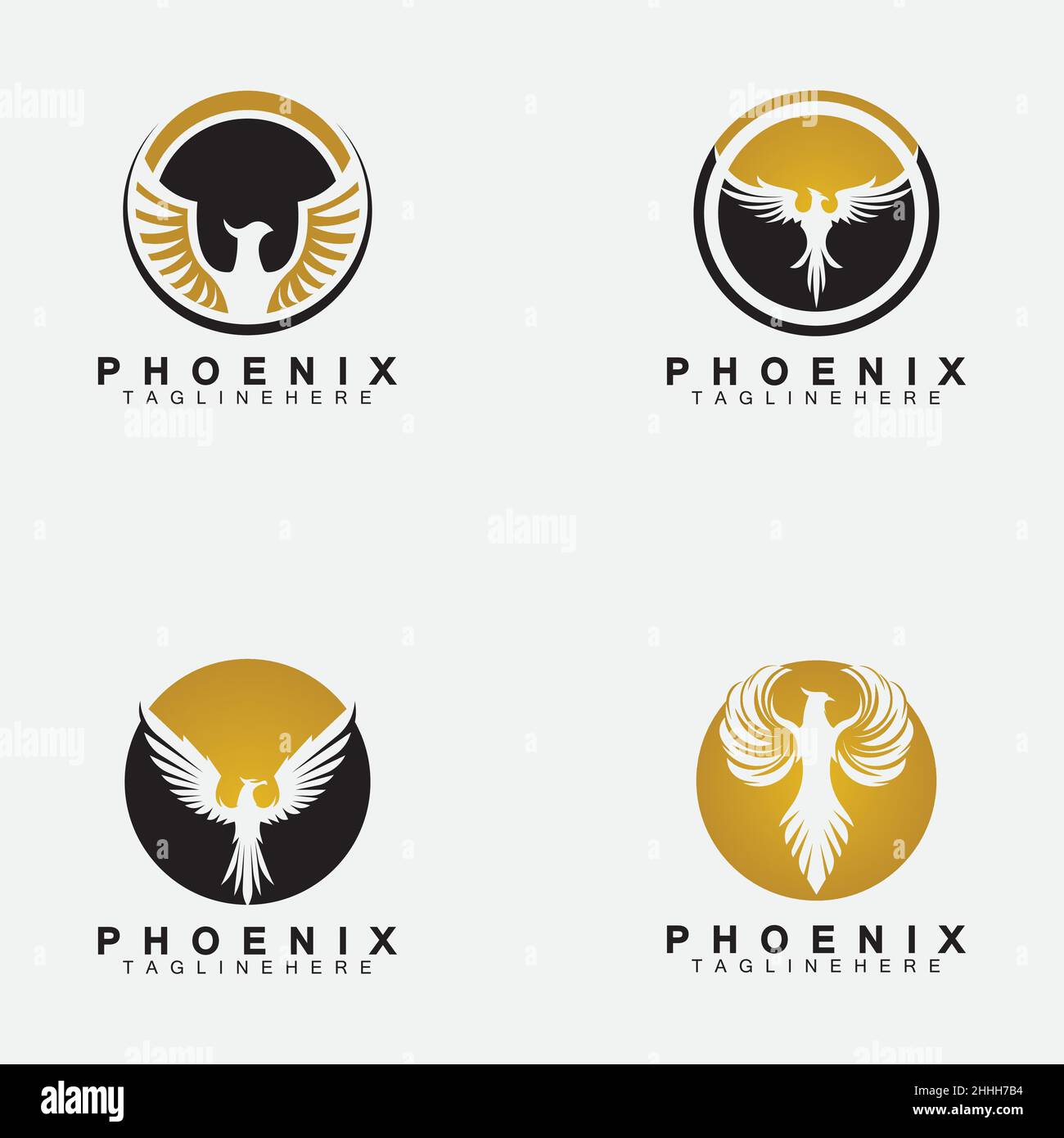 Set Phoenix logo Vector Illustration Design Template Stock Vector Image ...