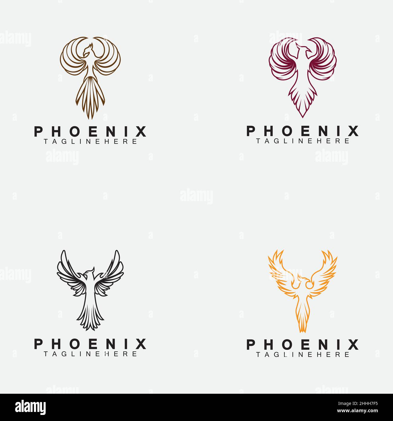Set Phoenix logo Vector Illustration Design Template Stock Vector Image ...