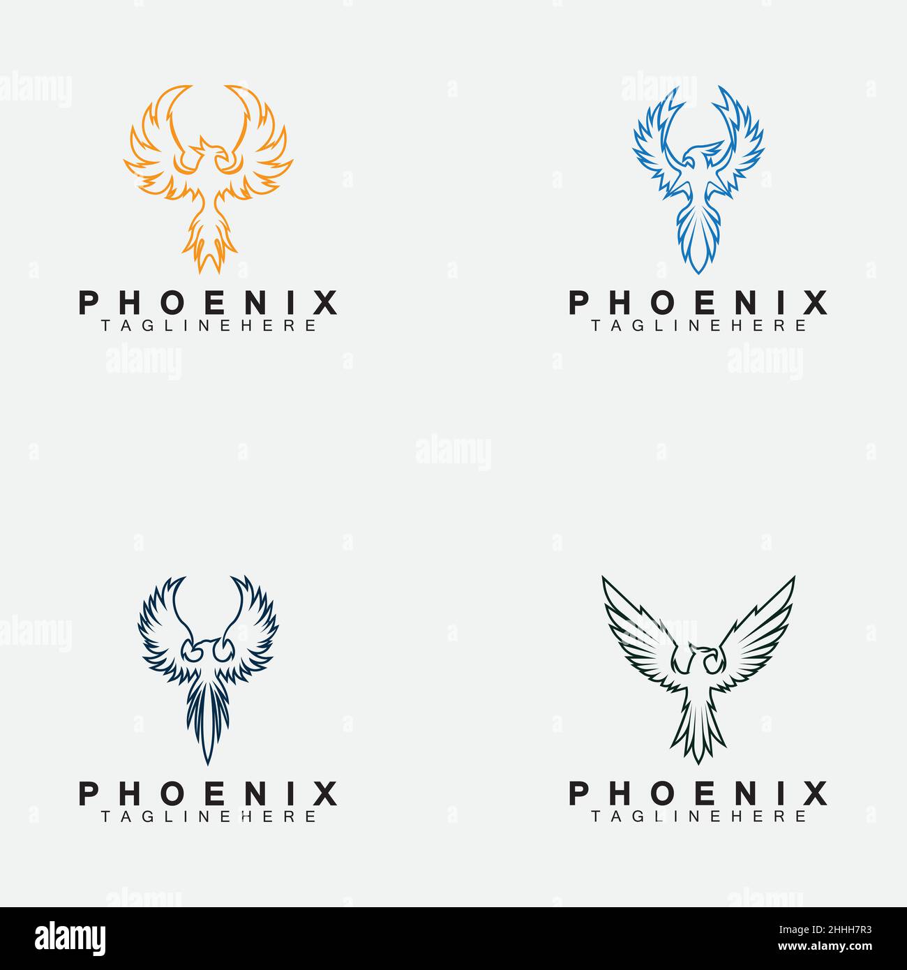 Set Phoenix logo Vector Illustration Design Template Stock Vector Image ...