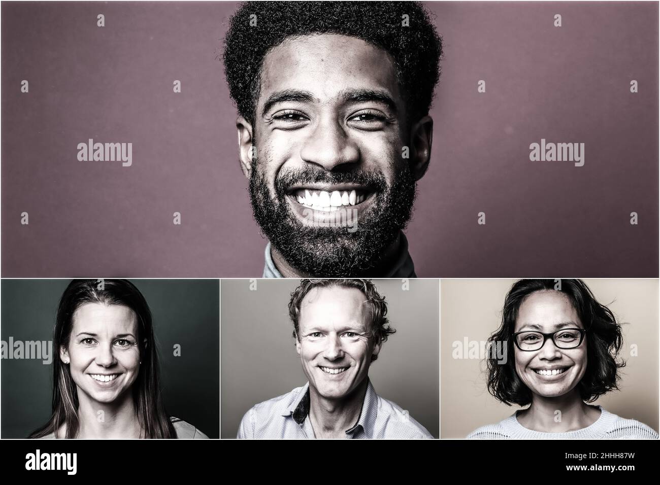 Group of people in a collage Stock Photo - Alamy