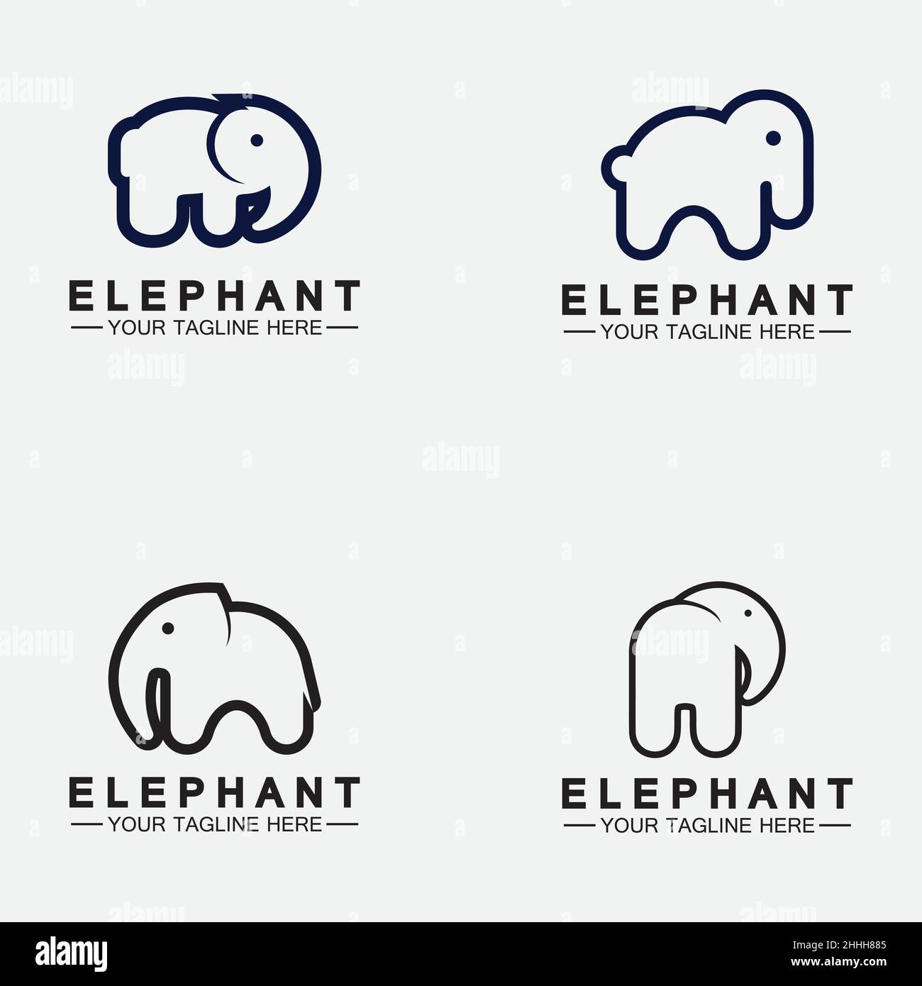 Set Elephant Logo Vector Illustrator Design Template Stock Vector Image ...