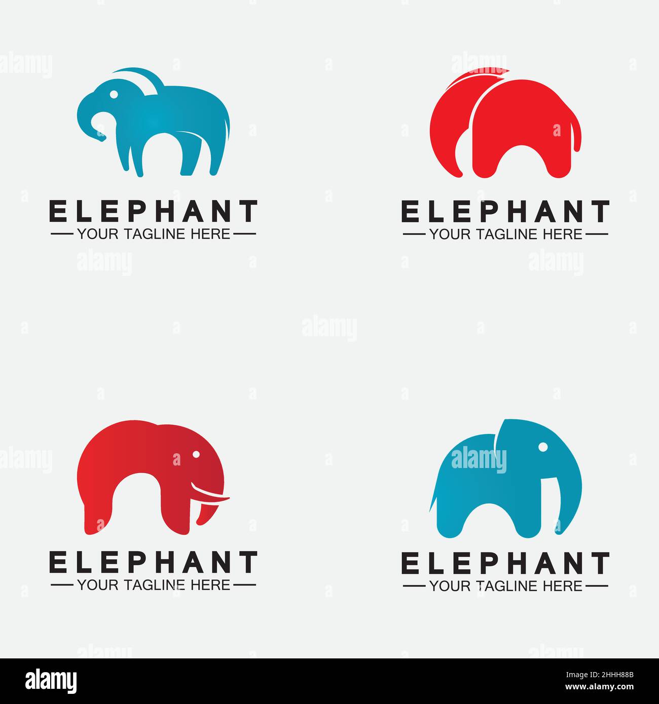 Set Elephant Logo Vector Illustrator Design Template Stock Vector Image ...