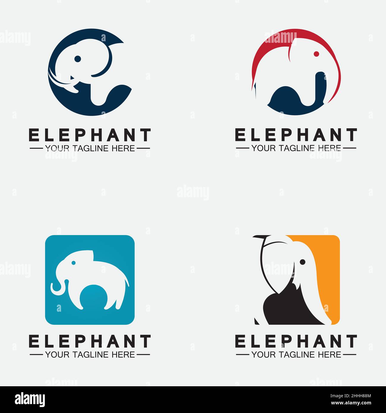 Set Elephant Logo Vector Illustrator Design Template Stock Vector Image ...