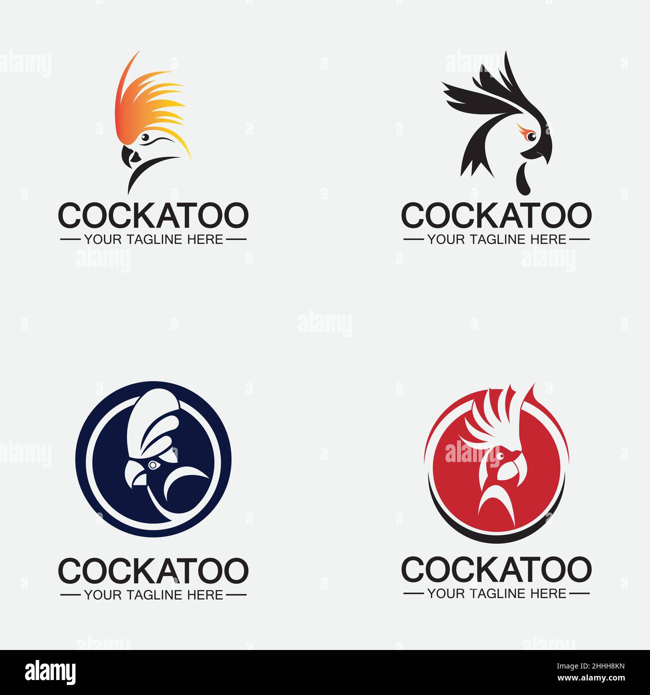 Set Cockatoo Parrot Bird logo design vector template Stock Vector Image ...
